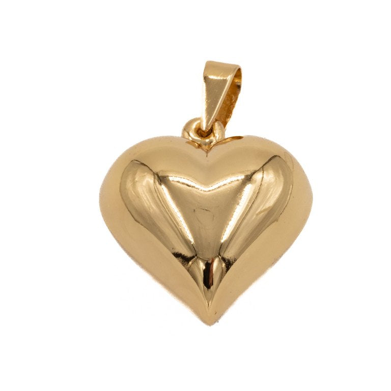 Puff sydän riipus 20mm, kullattu hopea – Hopeinen Kuu